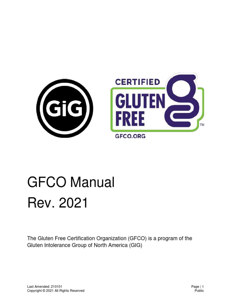 GFCO Manual 2021 | PDF | Audit | Gluten Free Diet