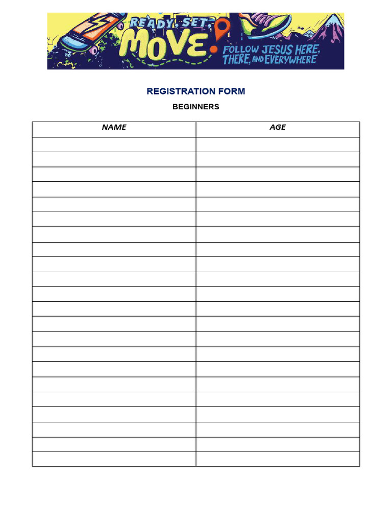 Registration Forms for Beginners, Primary, Juniors | PDF