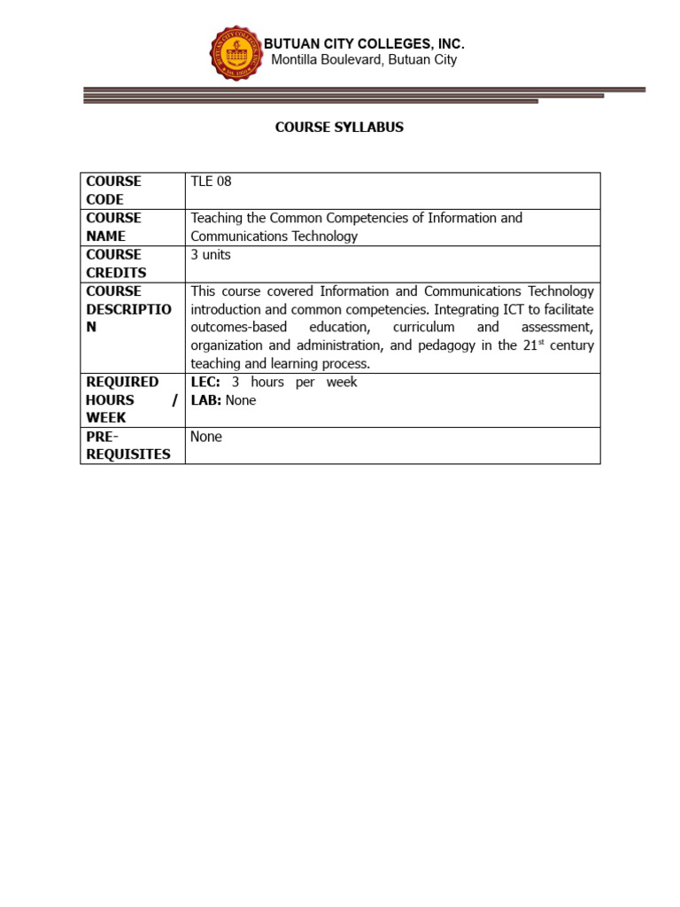 ICT Competencies in Education Course | PDF | Educational Technology ...
