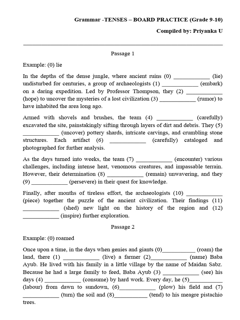 Tenses - Paragraph Prac. | PDF | Marine Biology