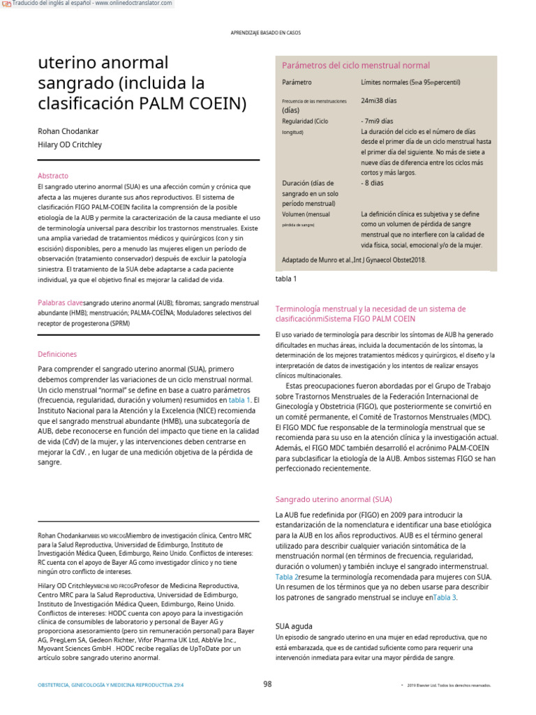Clasificación PALM-COEIN del SUA | PDF | Ciclo menstrual | Menstruación