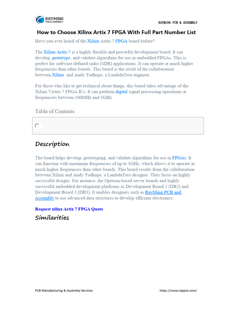 How To Choose Xilinx Artix 7 Fpga With Full Part Number List Pdf Field Programmable Gate