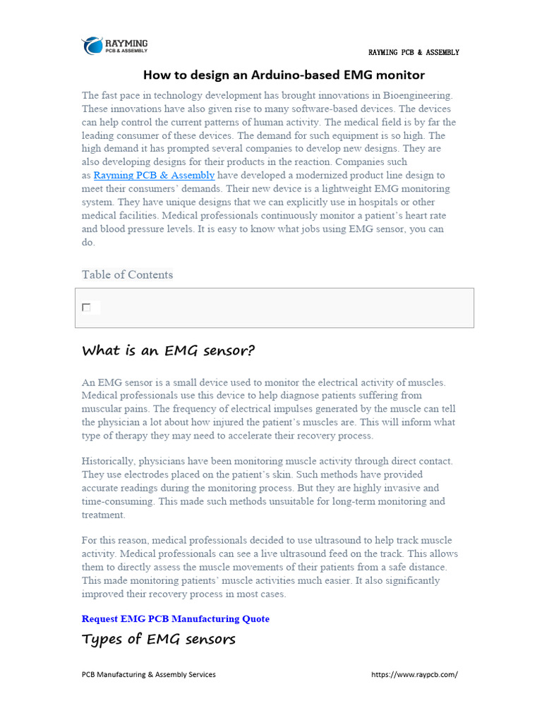 How to Design an Arduino-based EMG Monitor | PDF | Electromyography | Analog To Digital Converter