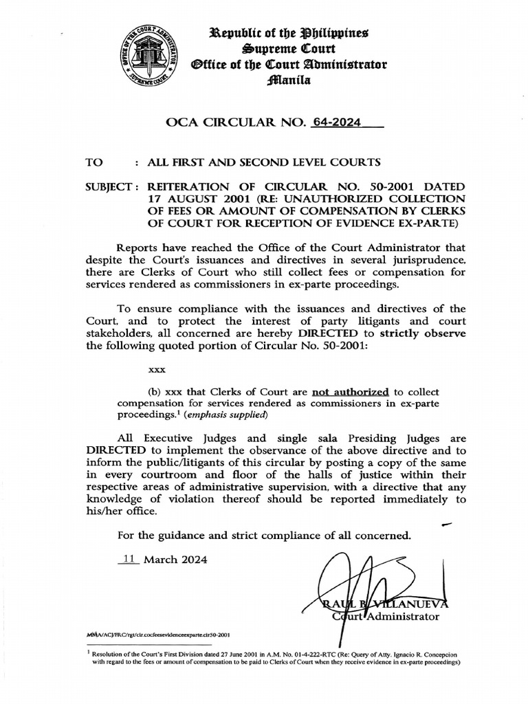 OCA Circular No. 64-2024 | PDF