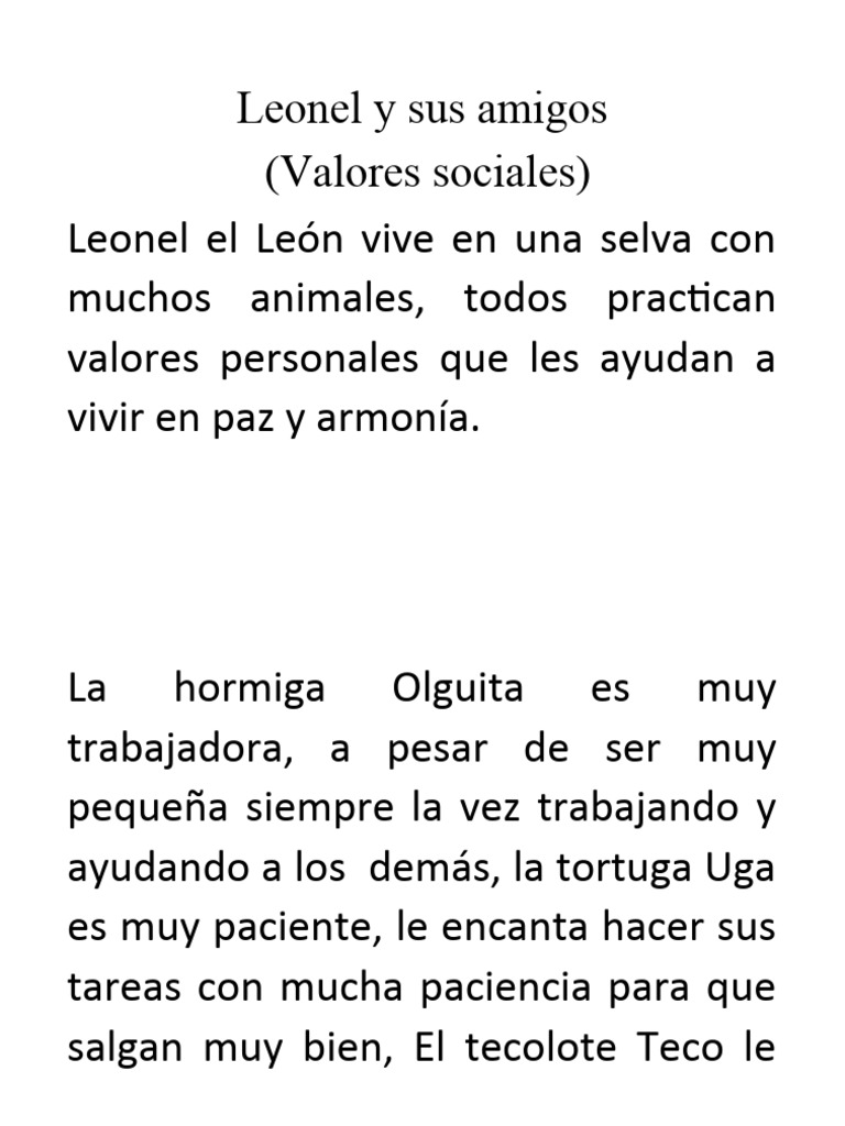 Cuentos De Valores Pdf