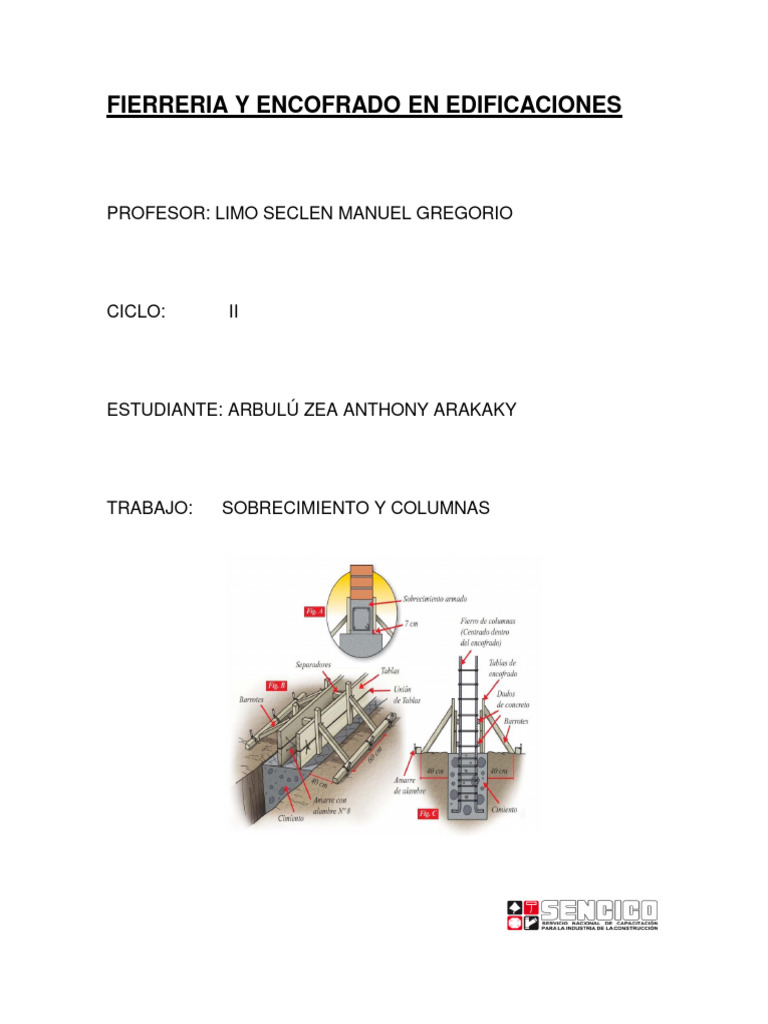 Fierreria y Encofrado en Edificaciones | PDF | Fundación (Ingeniería) | Hormigón