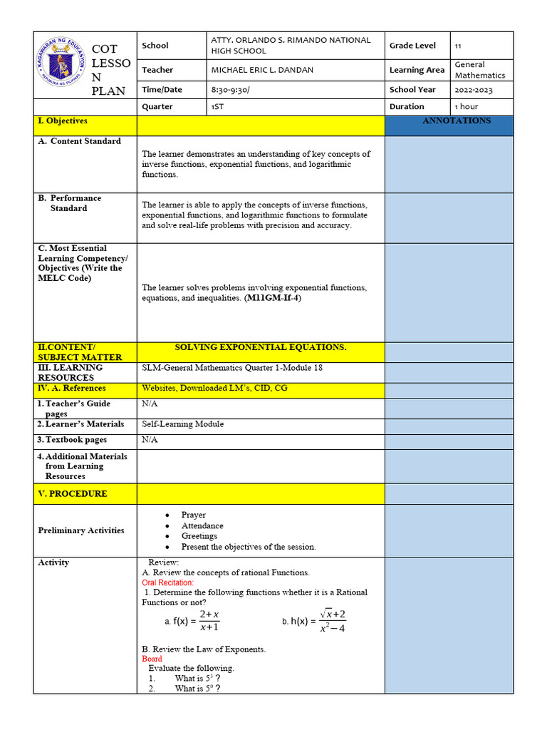 Sample Lesson Plan | PDF