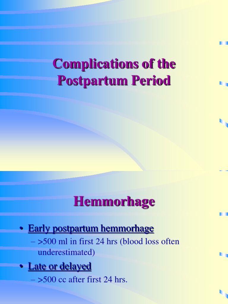 Postpartum Complications | PDF | Uterus | Thrombus