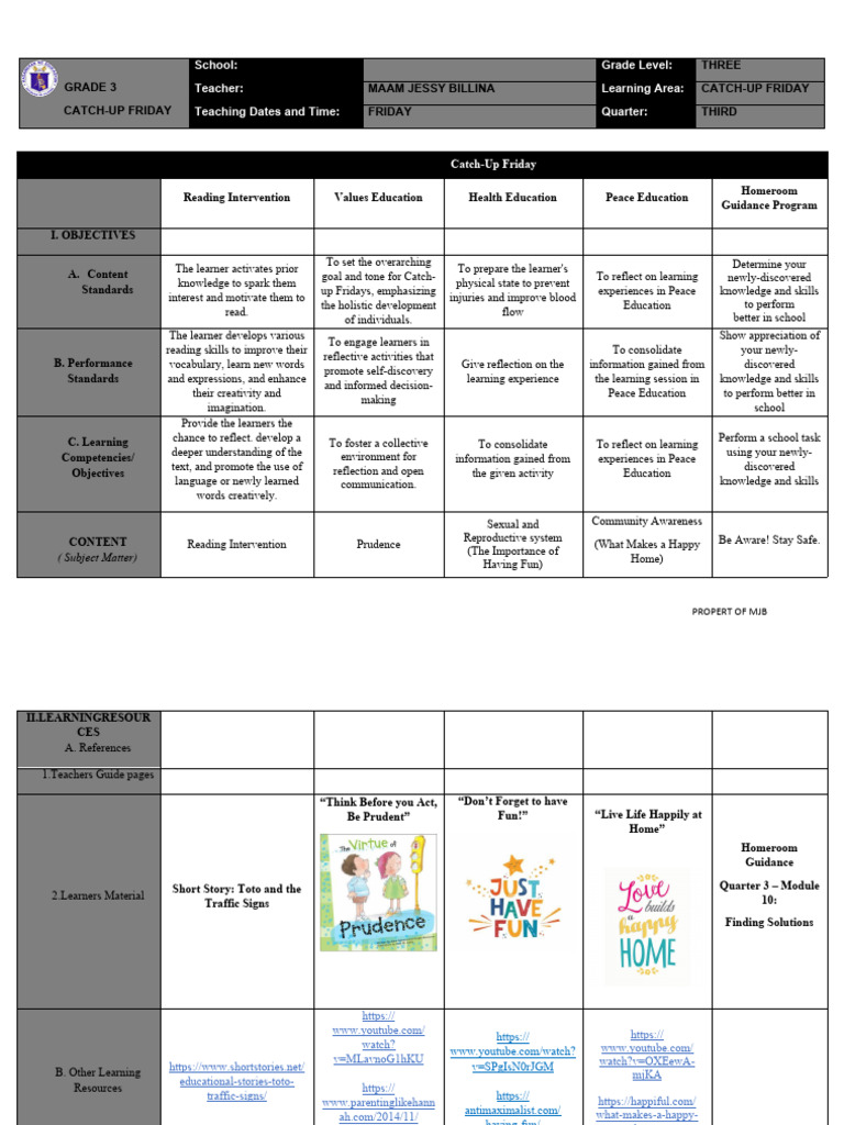 Grade 3 Week 7 | PDF | Learning | Brainstorming