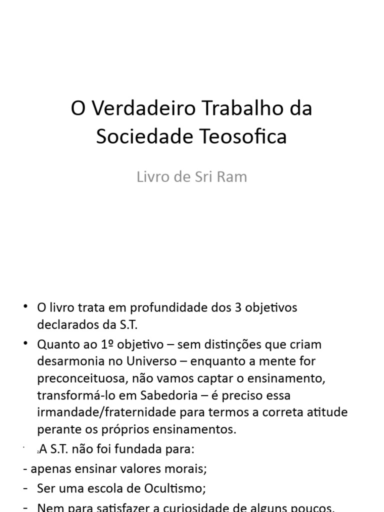 Objetivos da Sociedade Teosófica Explicados | PDF | Sabedoria | Science