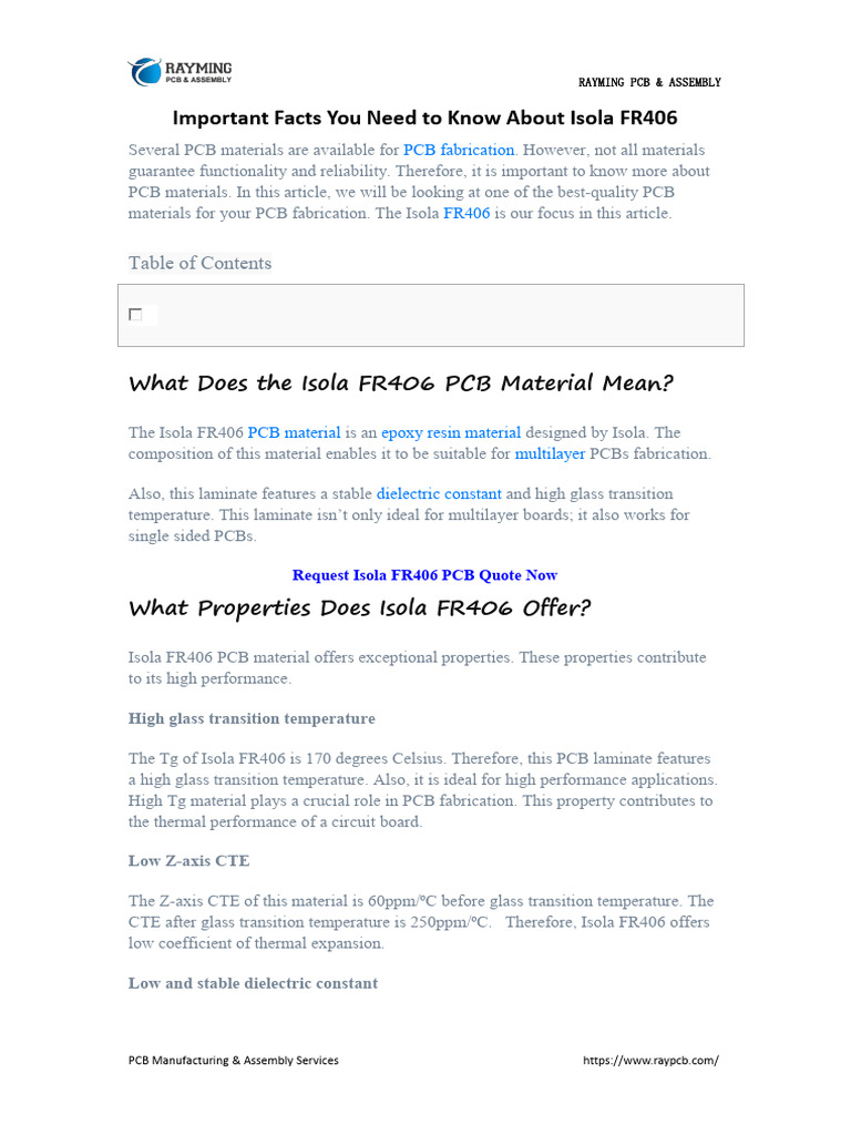 Important Facts You Need To Know About Isola FR406 | PDF | Printed ...