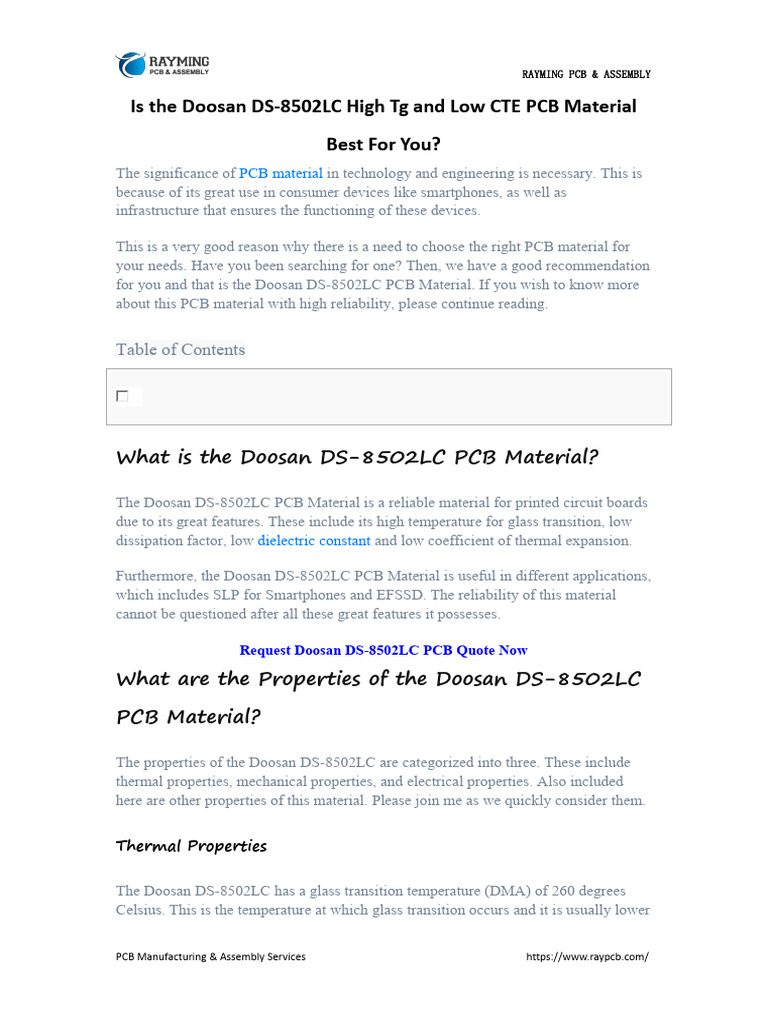 Is the Doosan DS-8502LC High Tg and Low CTE PCB Material Best for You ...