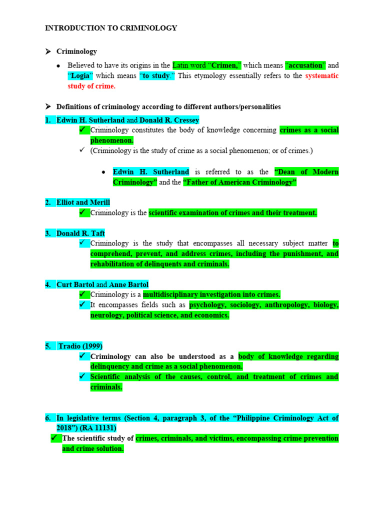 Intro-to-CRIM-Reviewer-1 (4) | PDF | Crime & Violence | Crimes