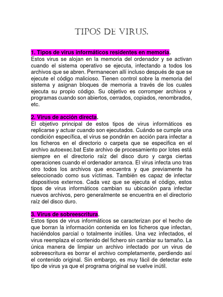 Tipos de Virus | PDF | Virus de computadora | Archivo de computadora
