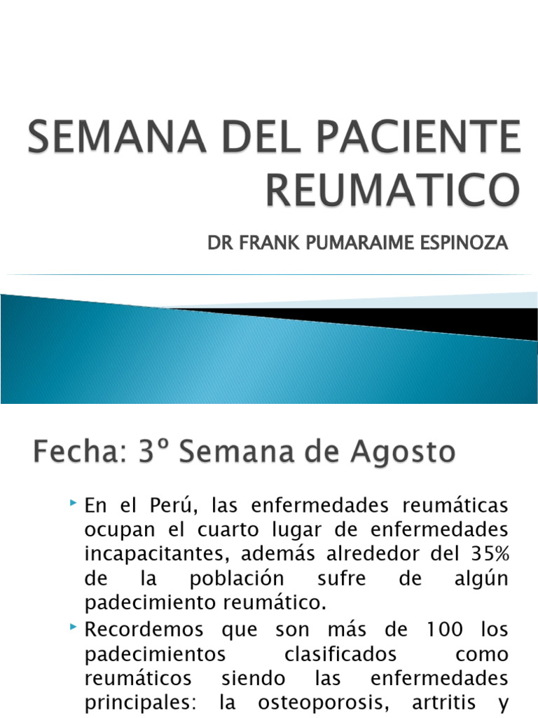 Semana Del Paciente Reumatico | PDF | Hueso | Vitamina D