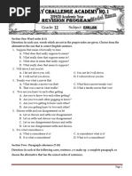 Grade 12 English Exam Practice Questions | PDF | English Language ...