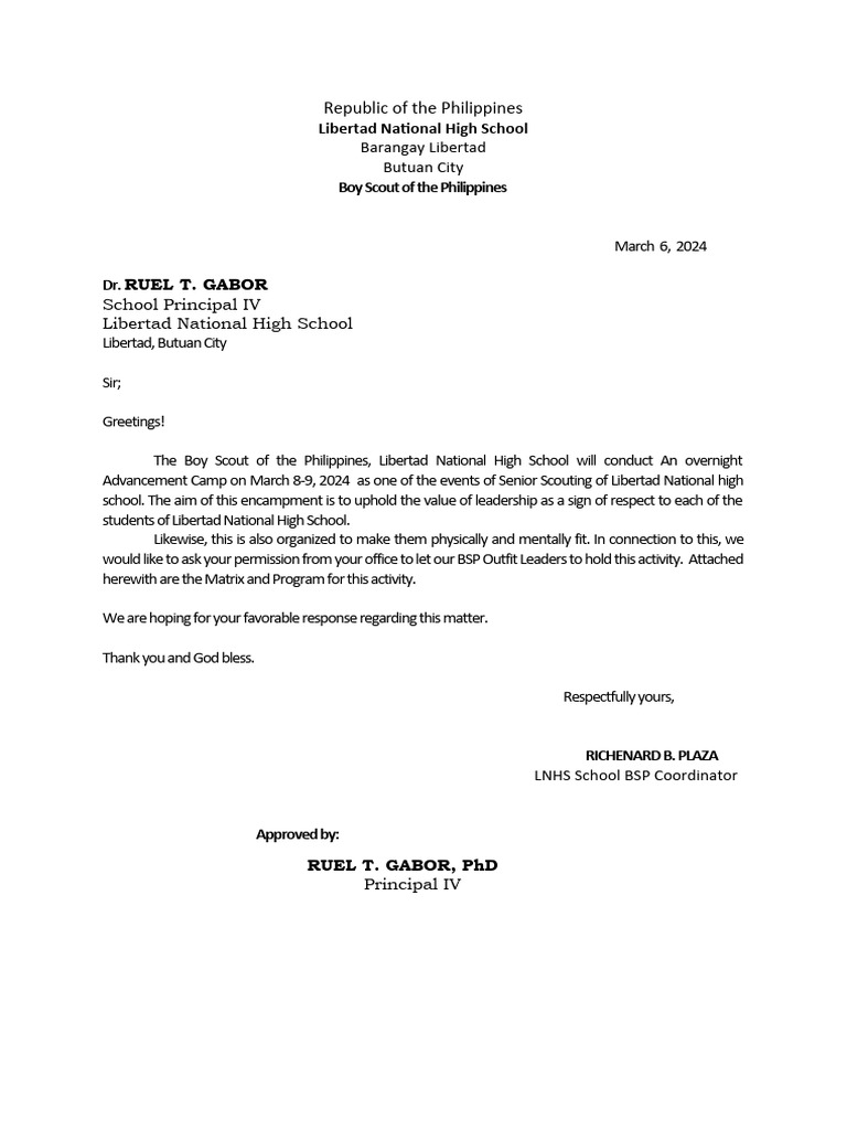 Scout Camp Permission Request | PDF | Outdoor Recreation Organizations | Youth Organizations