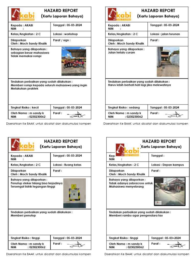 Contoh Laporan Hazard di Kampus | PDF