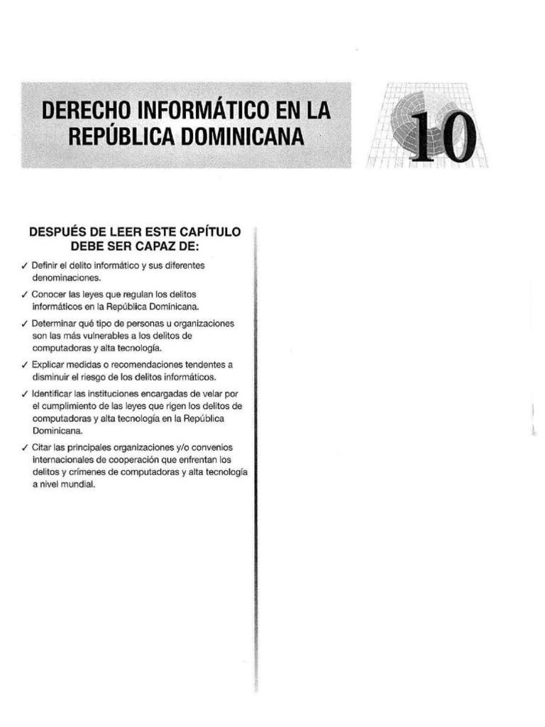RESUMEN CAPITULO-10 DERECHO INFORMATICO EN LA REP. DOM. | PDF