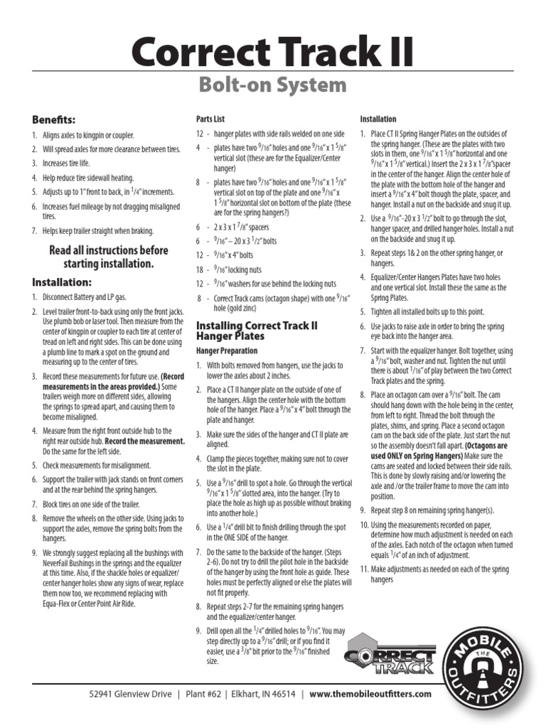 Correct Track II Axle Alignment Guide | PDF | Axle | Nut (Hardware)