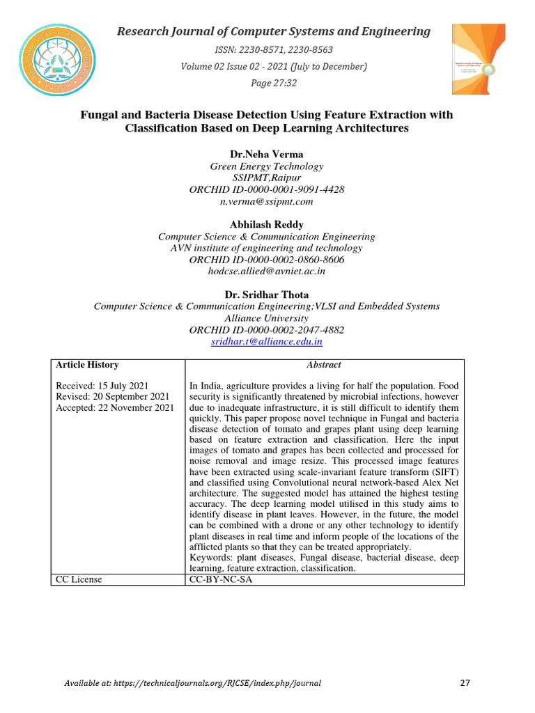 Fungal and Bacteria Disease Detection Using Feature Extraction With Classification Based On Deep ...