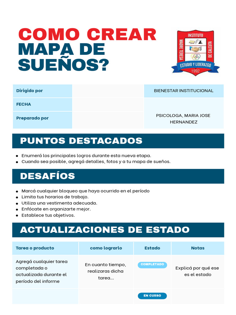 Informe Del Estado de Proyecto MAPA DE SUEÑOS | PDF