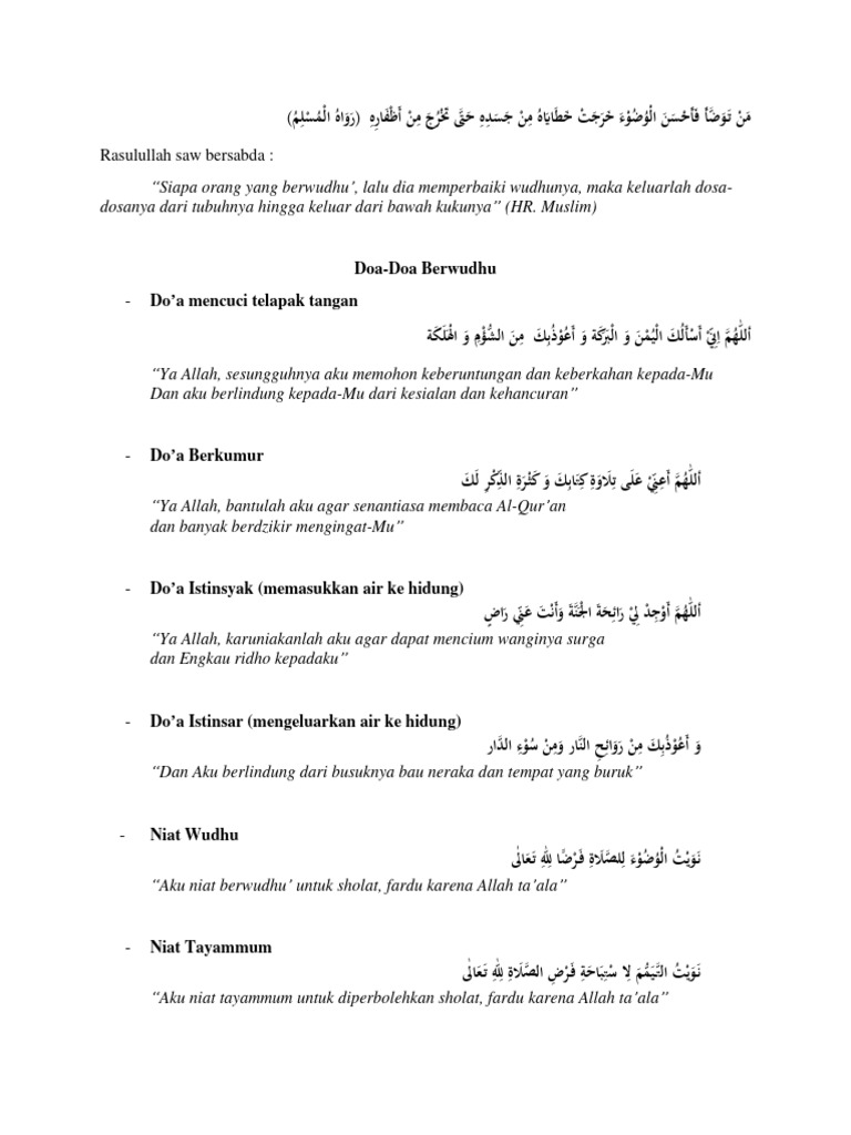 Doa Wudhu Lengkap dan Artinya | PDF