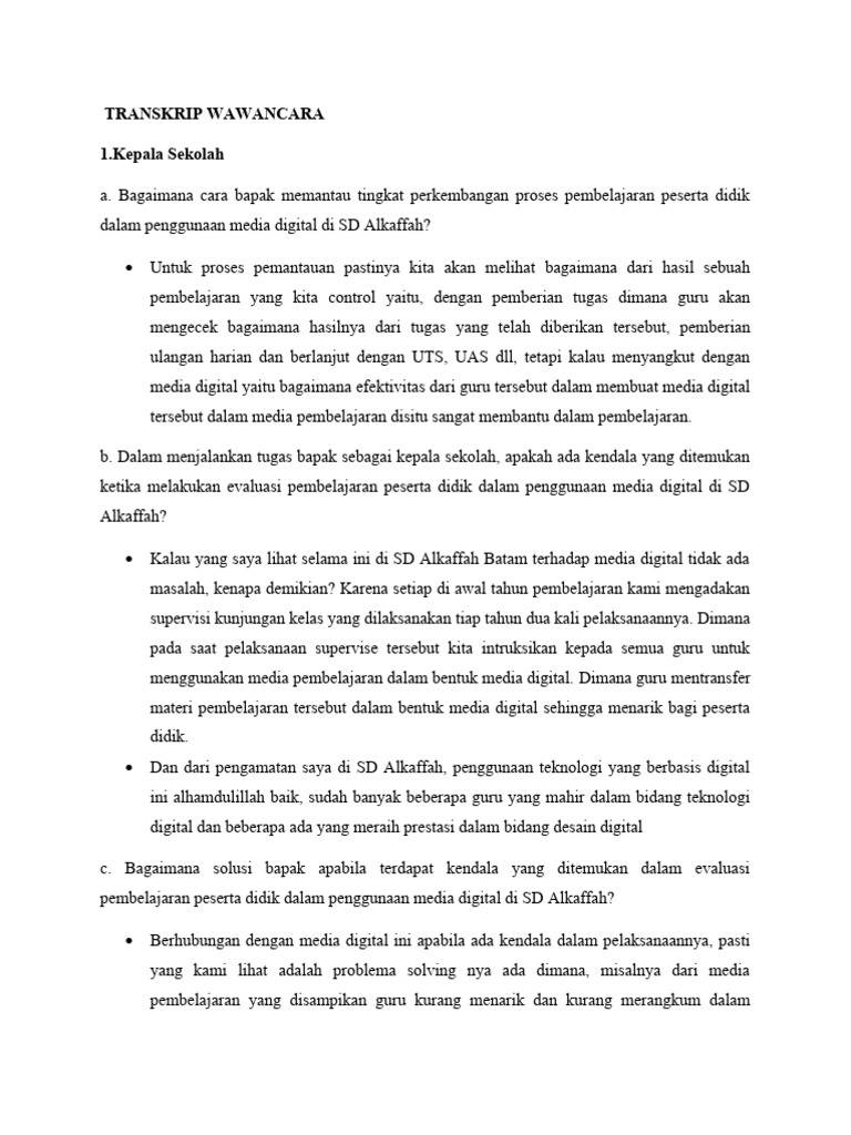 TRANSKRIP WAWANCARA salinan | PDF