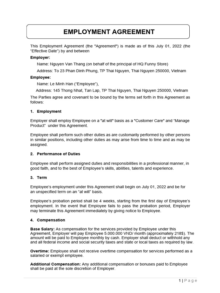 Employment Agreement | Download Free PDF | Trade Secret | Employment