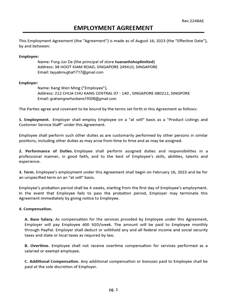 Employment Agreement Pdf Trade Secret Proprietary Software