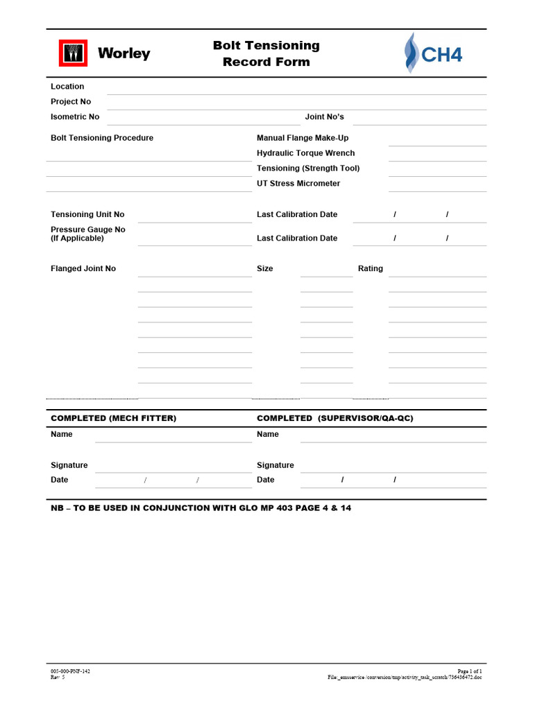 Hydraulic Bolt Tensioning Procedure | PDF | Technology & Engineering