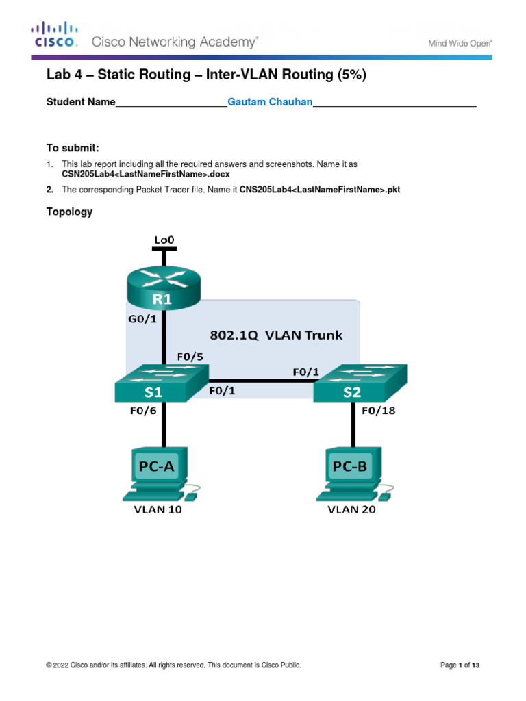 CSN205 Lab 4 Gautam Chauhan PDF | PDF | Router (Computing) | Routing