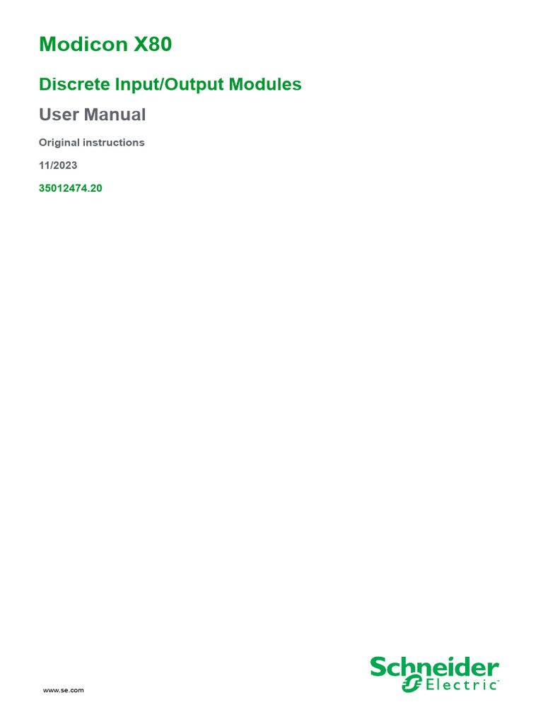 Modicon X80 Discrete InputOutput Modules User Manual - 20231025 | PDF ...