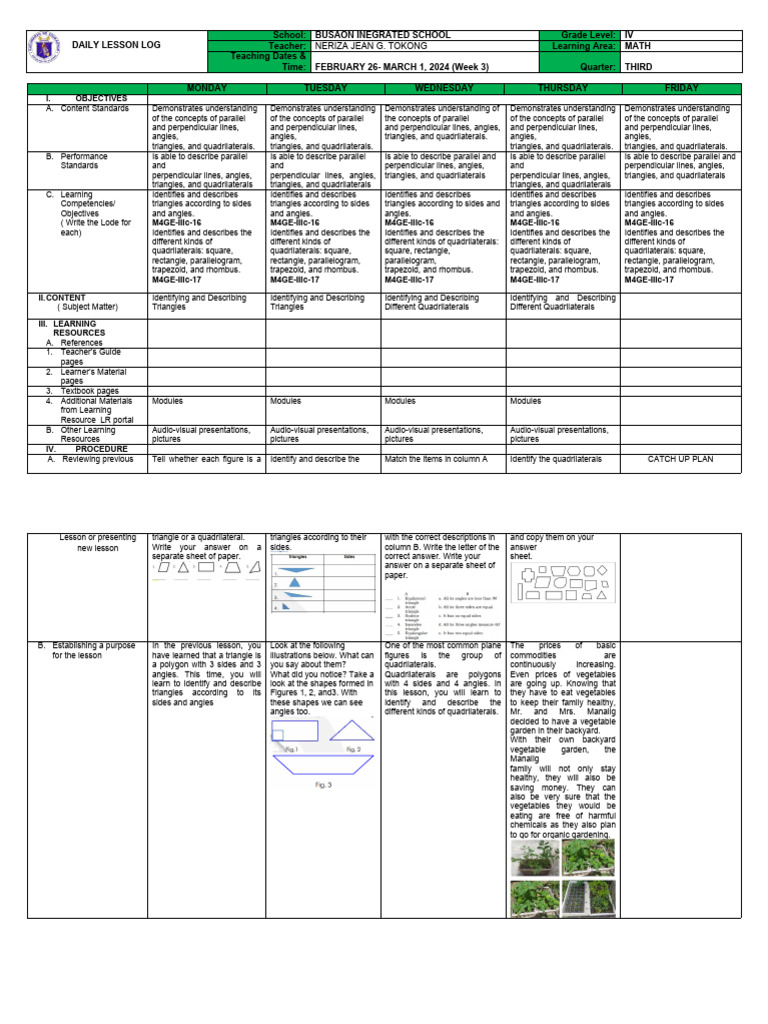 Math 4 Week 3 | Download Free PDF | Rectangle | Triangle