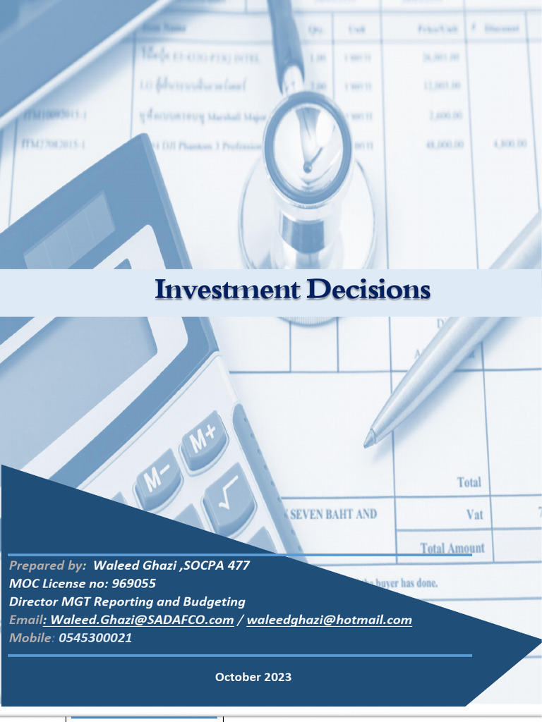 Investment Decisions Core Document For Investors 1698274685 | PDF | Net ...