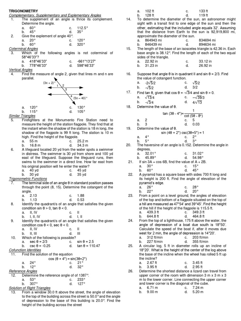 Trigo | PDF | Angle | Trigonometric Functions