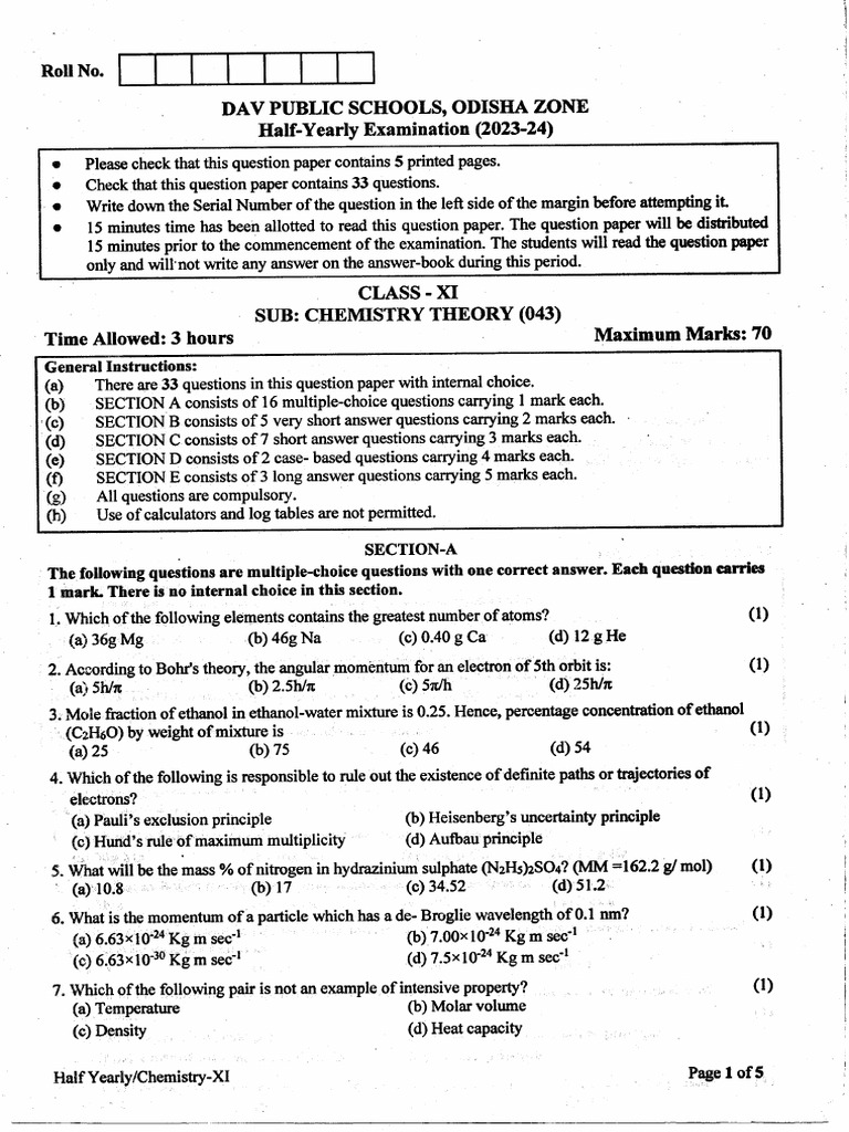 Half Yearly QP & MS 2023-24 | PDF
