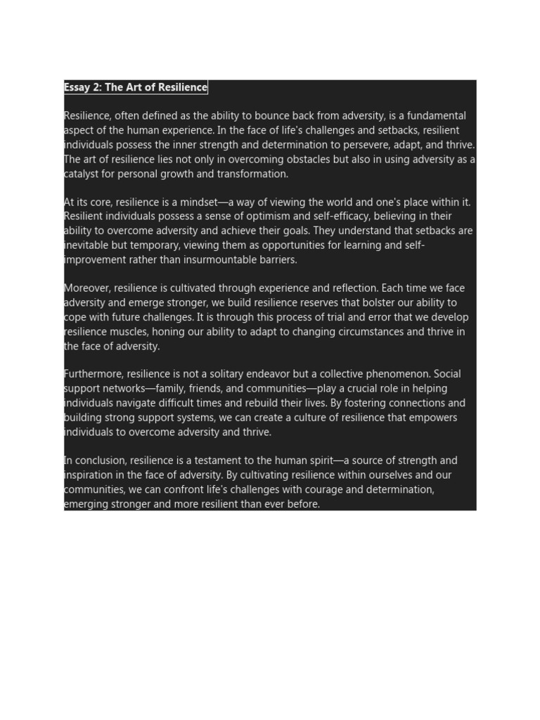 The Art of Resilience Explained | PDF