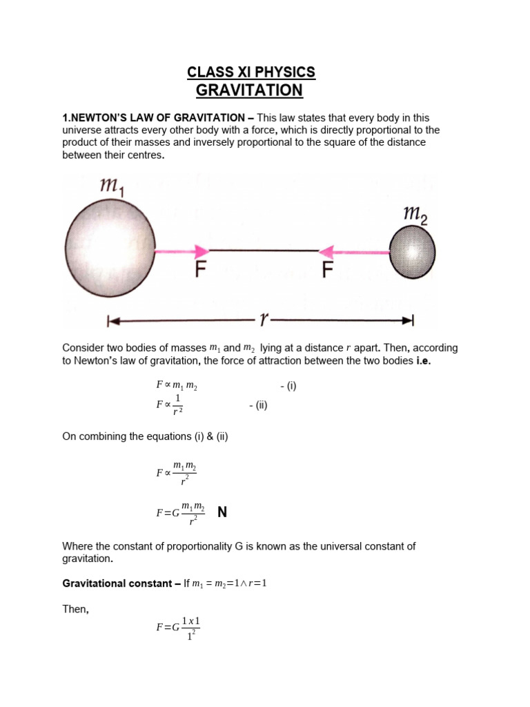 Xi Physics - Gravitation | PDF | Potential Energy | Orbit
