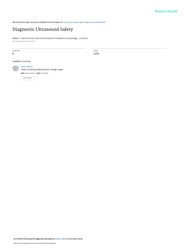 Diagnostic Ultrasound Safety | PDF | Medical Ultrasound | Ultrasound