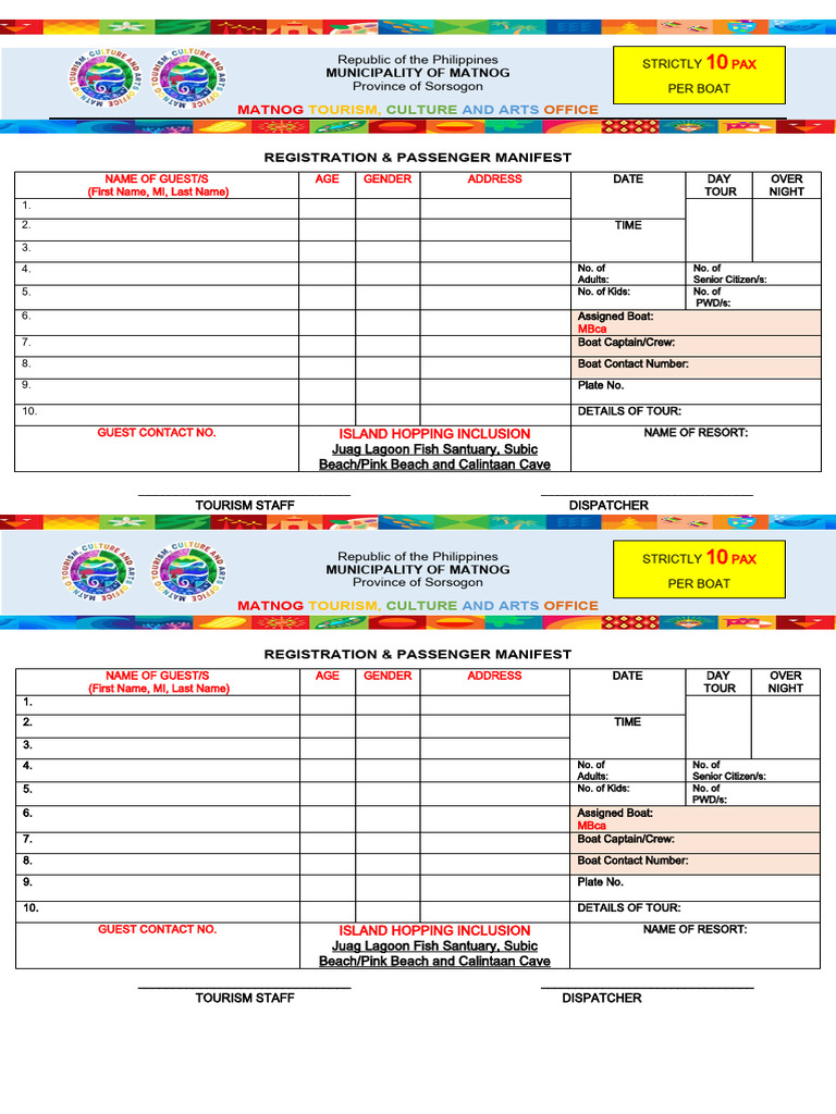Matnog: Registration & Passenger Manifest | PDF | Water Transport | Ships