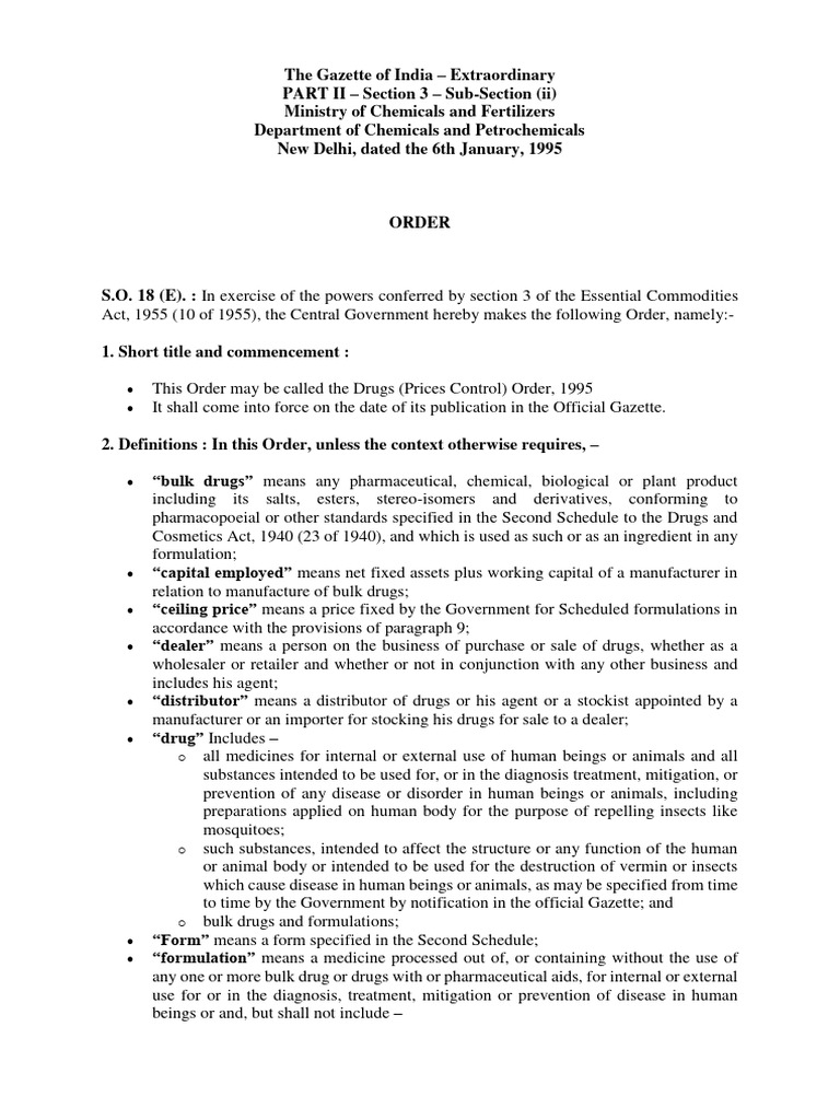 Drug Price Control Order 1995 | Download Free PDF | Depreciation | Expense