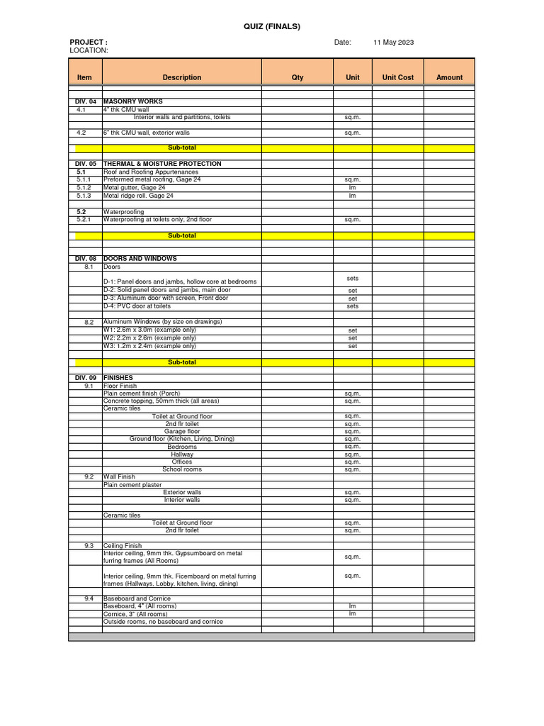 BOQ1 | Download Free PDF | Wall | Door