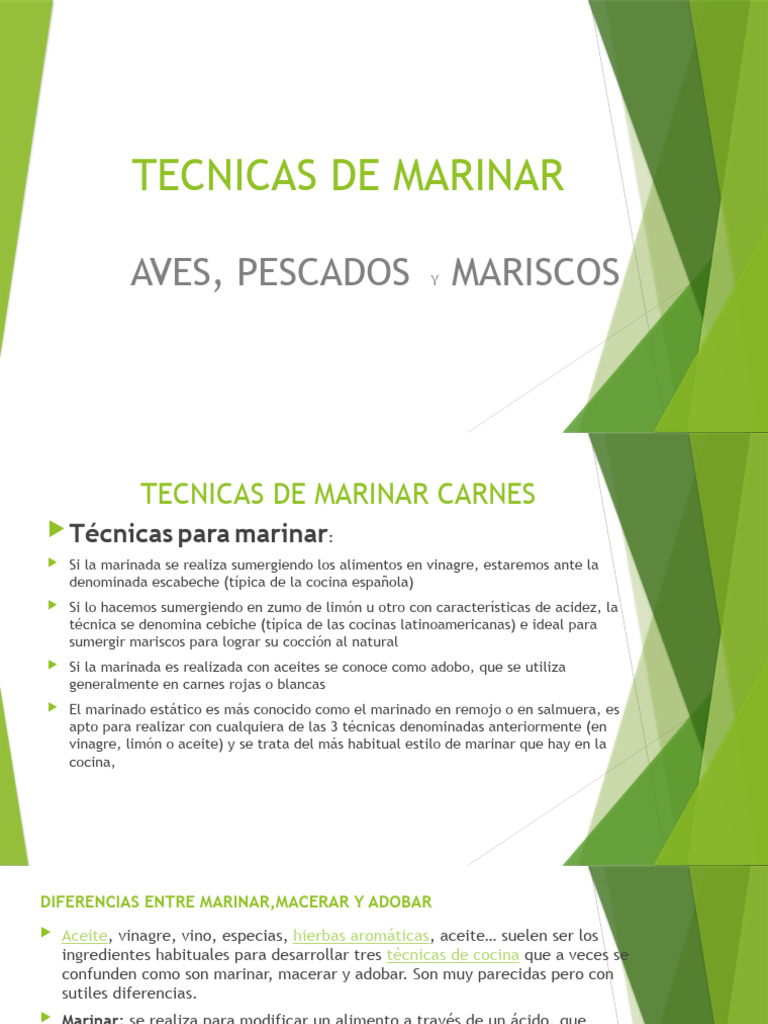 TECNICAS DE MARINAR y RELLENO AVES , PESCADOS Y MARISCOS | PDF ...