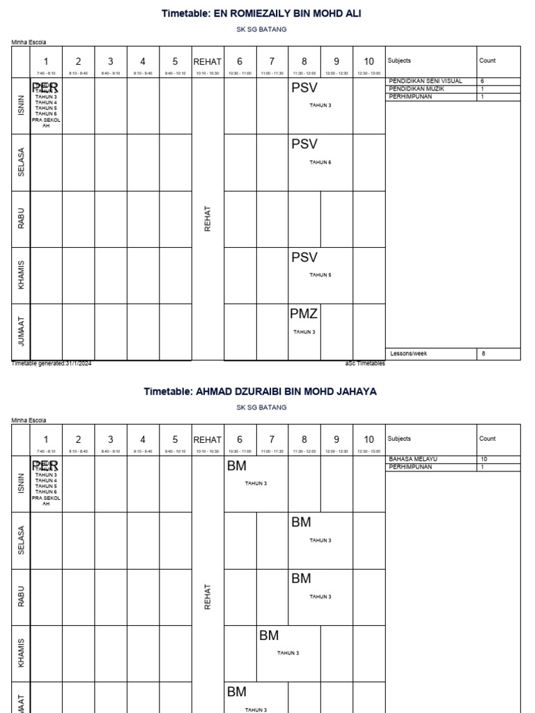 Jadual 2024 Draf 1 | PDF