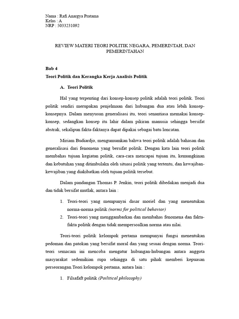 Tugas Review Materi Teori Politik Negara, Pemerintah, Dan Pemerintahan ...