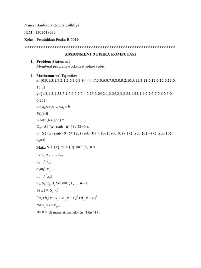 Andesnia Qonita Luthfiya - Assignment3 | PDF | Mathematics | Interpolation