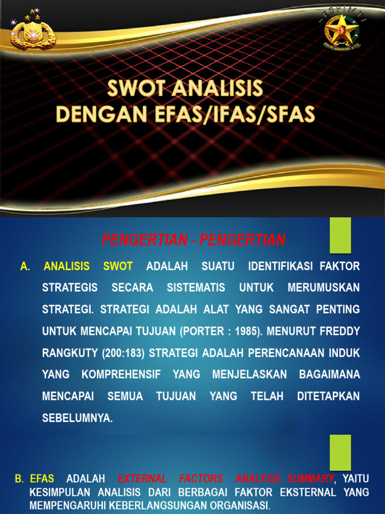 Analisis SWOT Lanjutan dengan EFAS/IFAS/SFAS | PDF