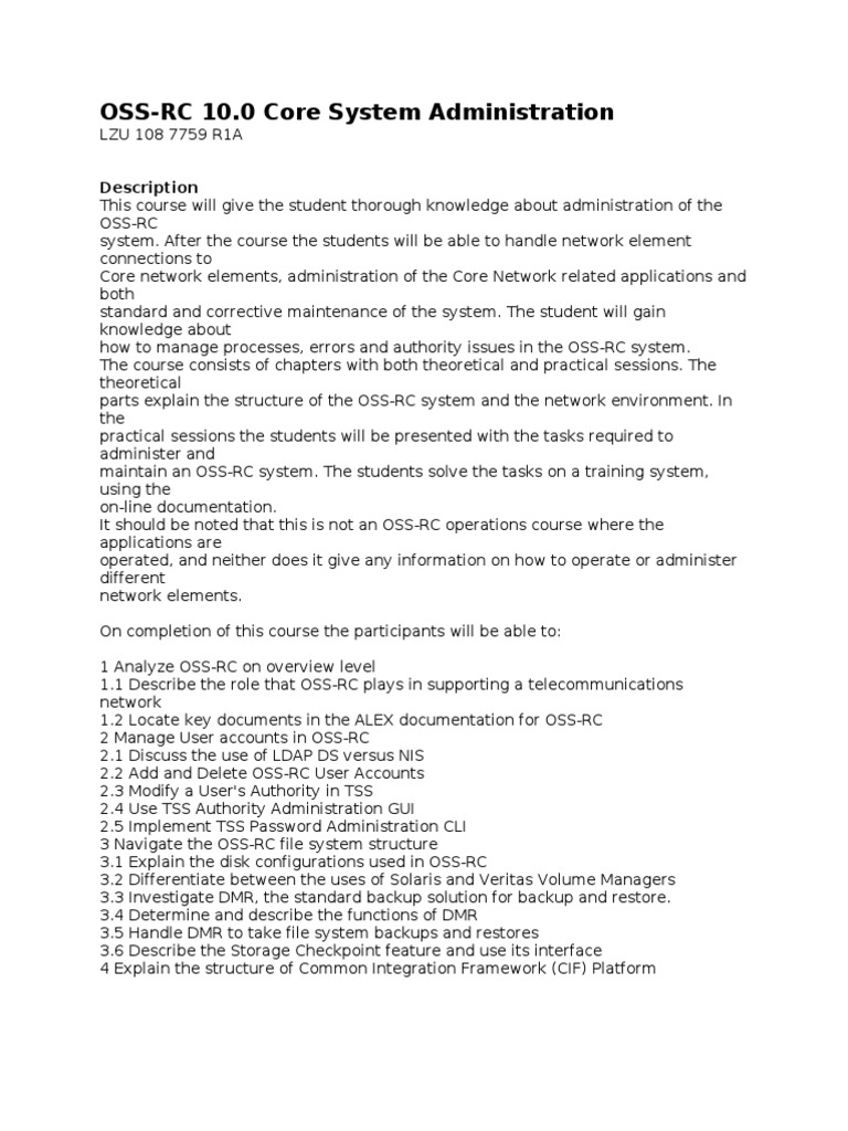 OSS-RC 10.0 Core System Administration | PDF | Computer Cluster | Graphical User Interfaces