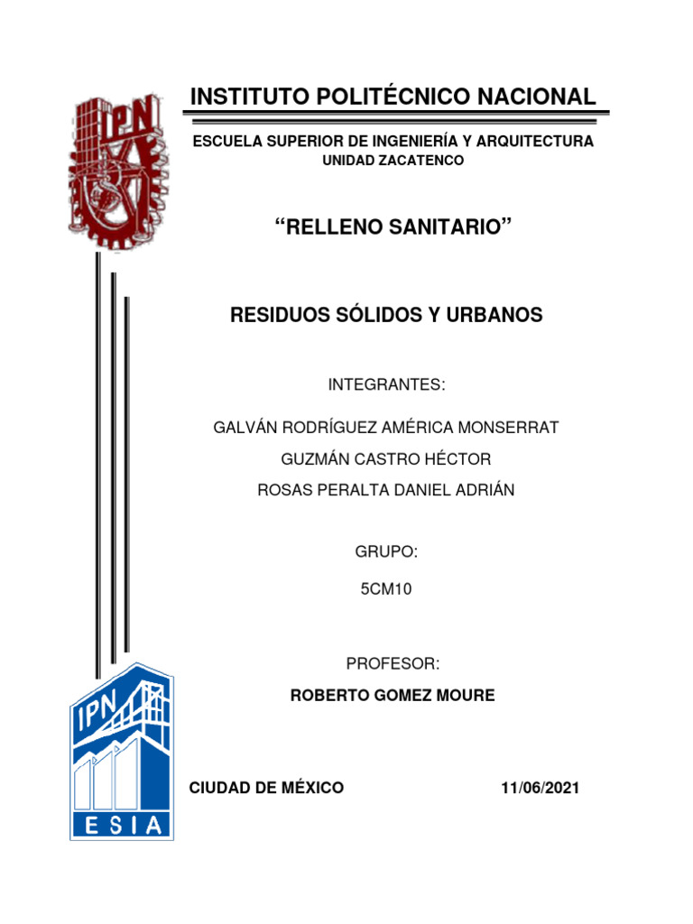Poryecto Final Residuos Solidos Urbanos | Descargar gratis PDF | Vertedero | Residuos